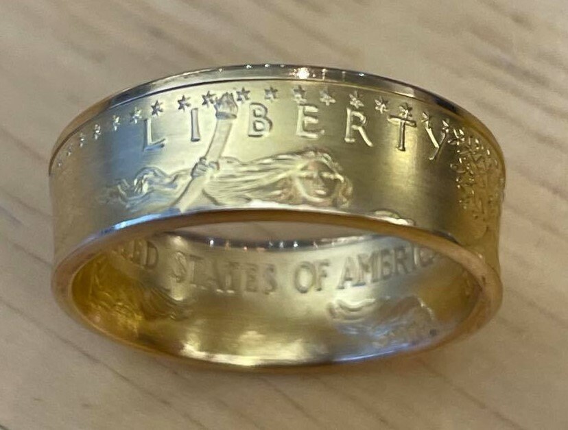 Gold Coin Ring from 22K. 1/2 oz. gold eagle 25 dollar gold | Etsy