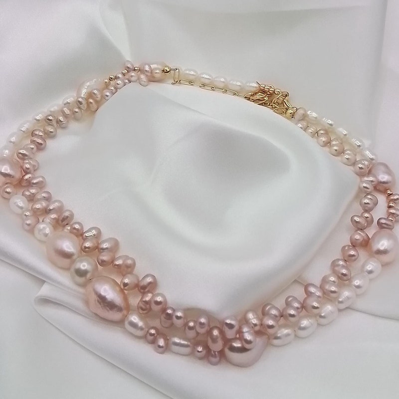 Pink Pearl Necklace - Etsy