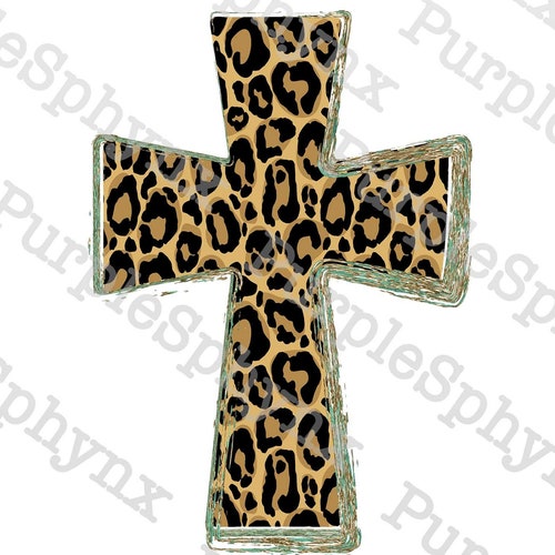 Leopard Print Christian Cross Sublimation Design Flower Faith - Etsy