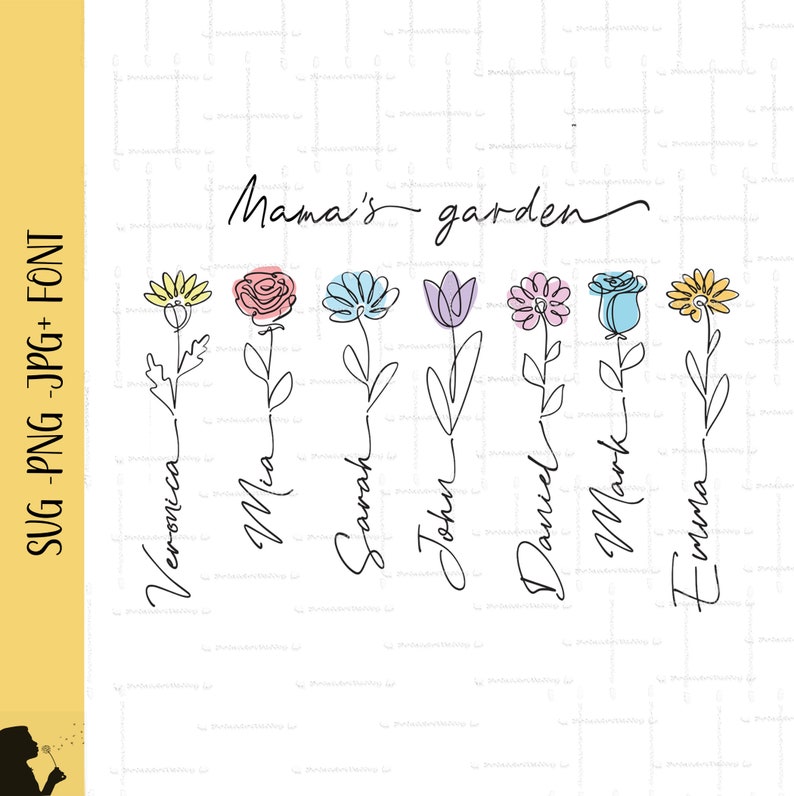 Mama's Garden Svg Png Mother's Day Gift Svg Custom Names Flowers Svg ...