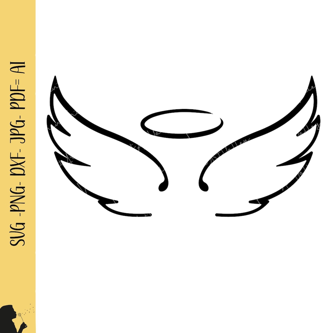 Angel Wings Svg Dxf Angel Wings Halo Png Folded Wings Svg Pegasus Wings ...
