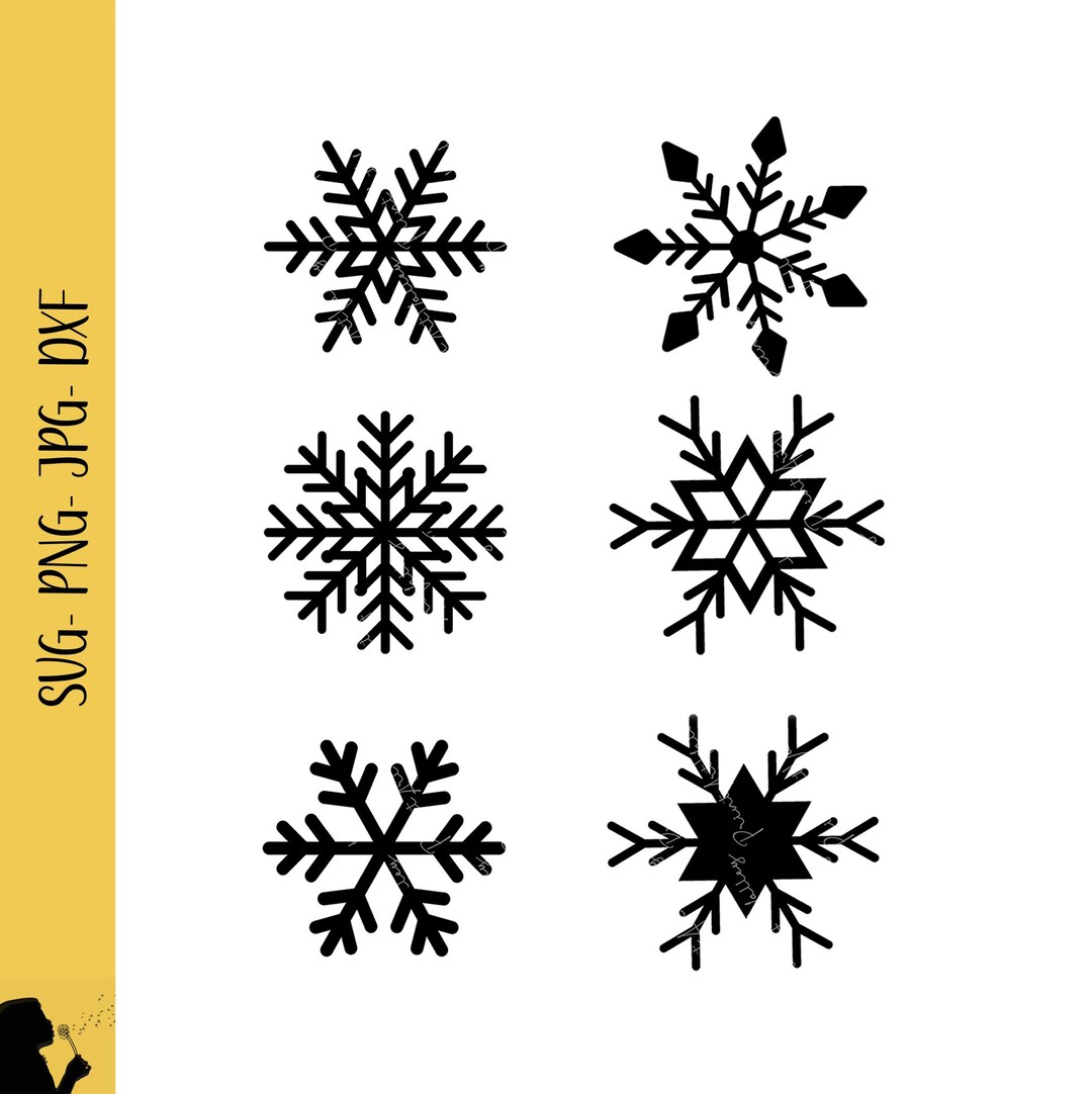 Snowflake SVG Set PNG DXF Cut Files for Cricut Silhouette Winter Decor ...