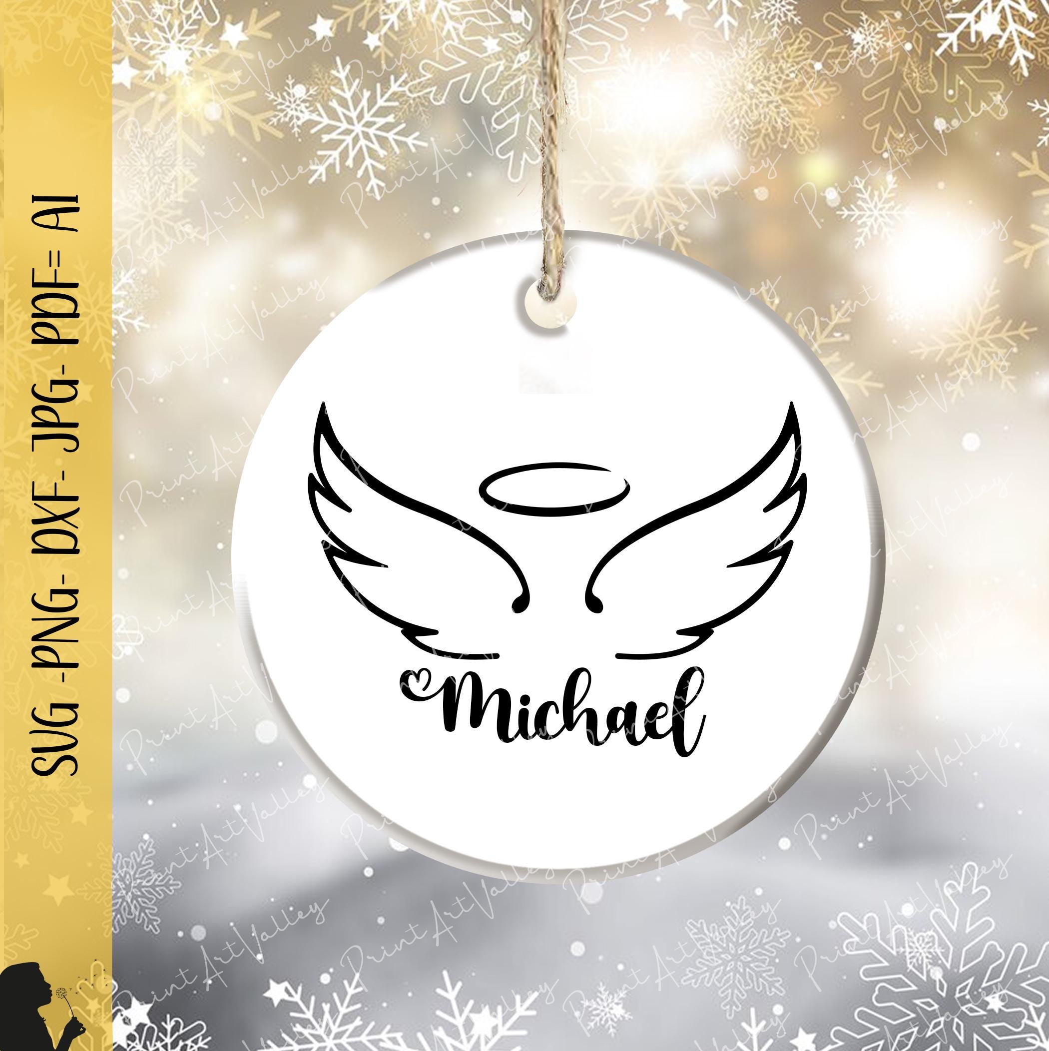 Custom Angel Wings Svg Cut File Dxf Ornament Angel With Halo Png Folded ...