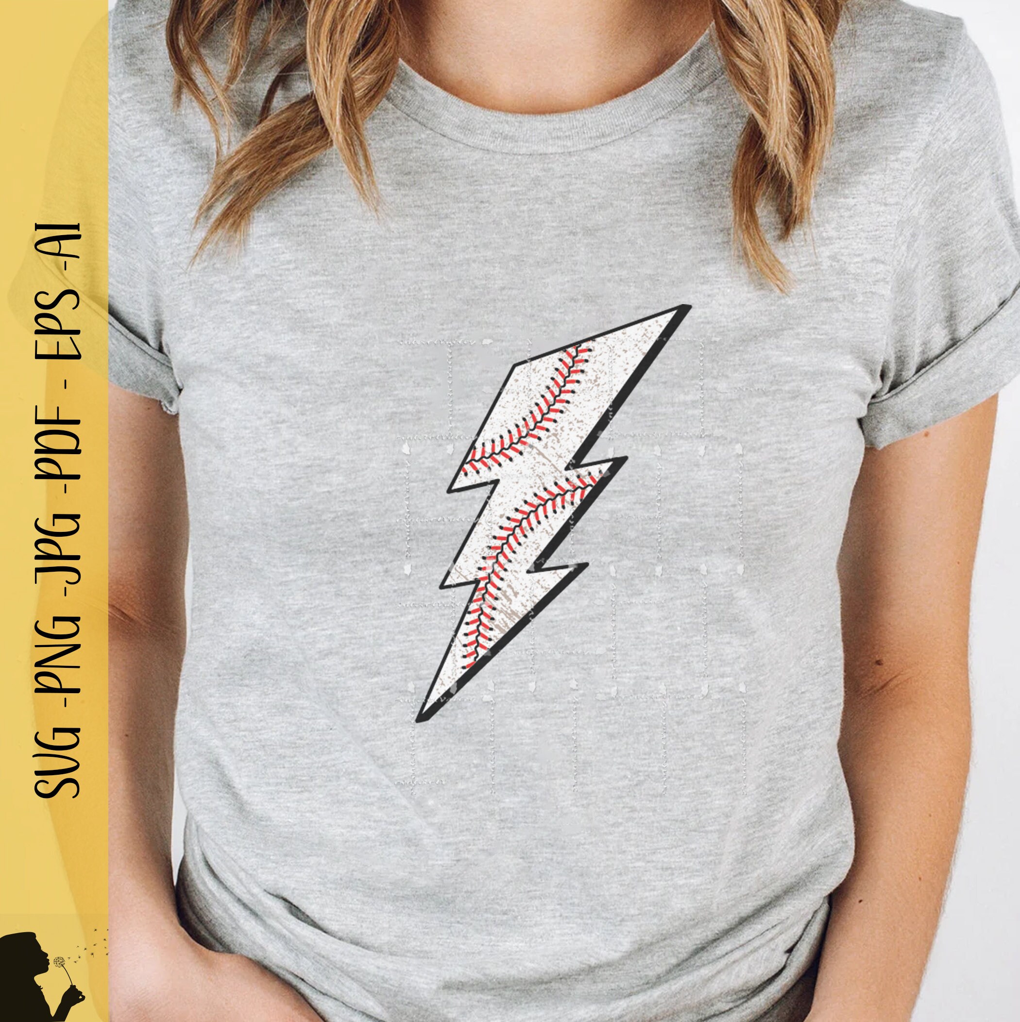 Baseball Lighting Bolt Svg Png T-ball Distressed Lightning Bolt Red ...