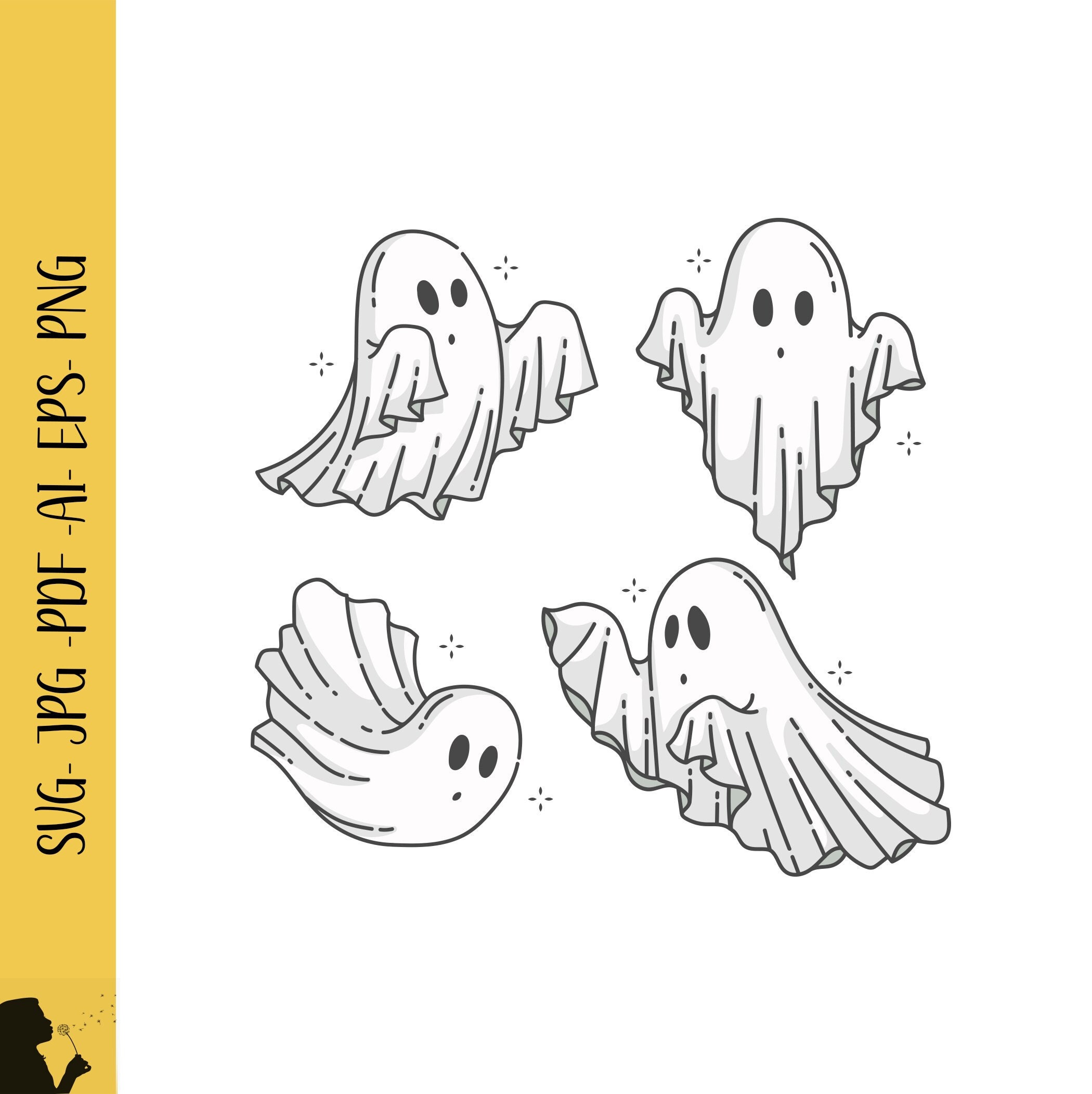 Ghost SVG Cute Halloween Ghosts Spooky Season Png Ghost Clip Art Boo ...