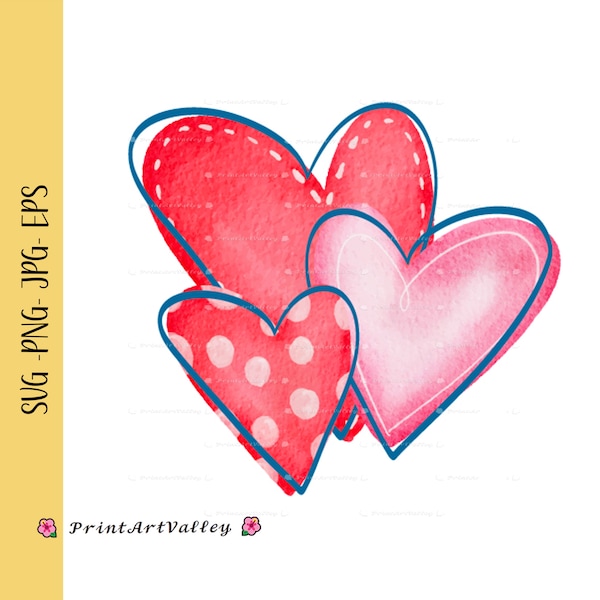 3 Hearts Svg - Etsy