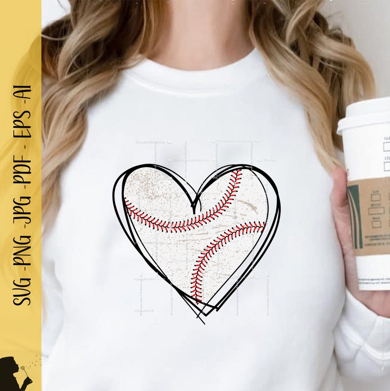 Baseball Heart Svg Png Doodle Heart Baseball Red Stitch Baseball T ...