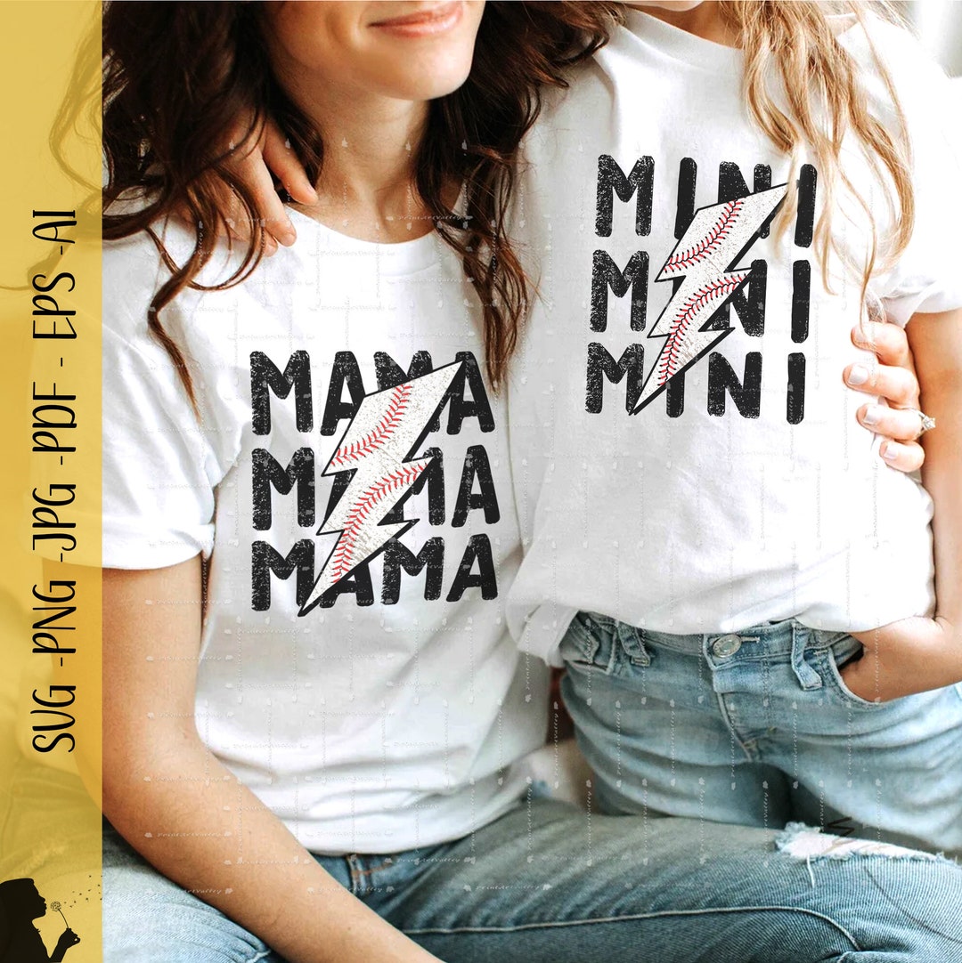 Mama Mini Bundle Lightning Bolt Svg Baseball Mama Mini Matching Shirt ...
