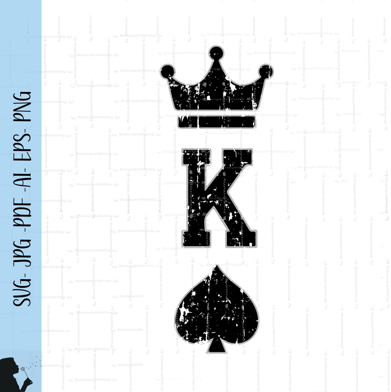 King of Spades Svg Gift for Him King Distress Svg Black King of Spades ...