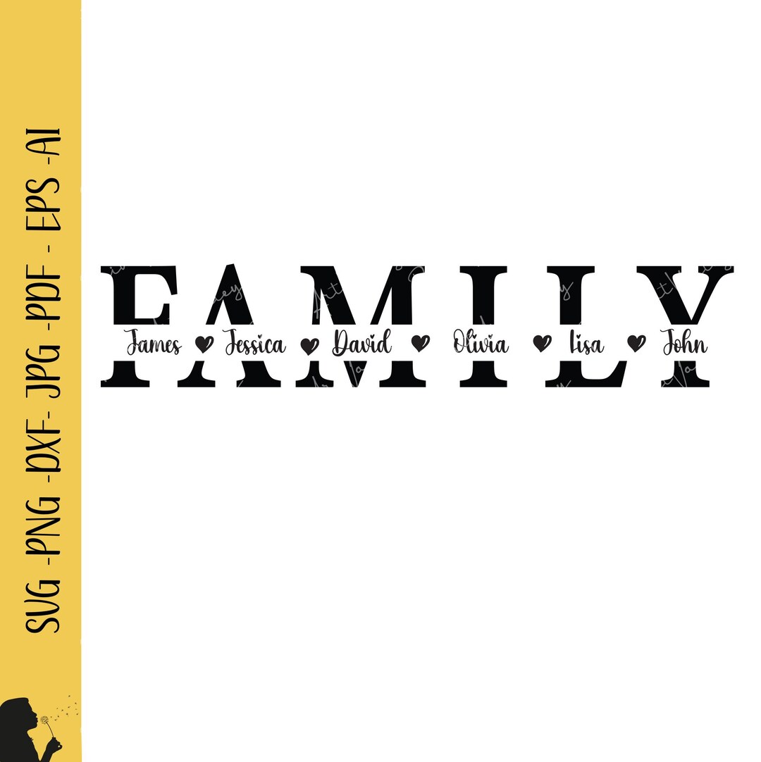 Family SVG Split Letters Family Split Name Frame Svg Custom Names Svg ...