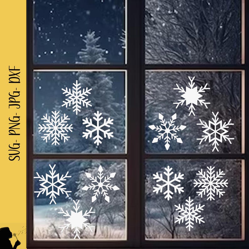 Snowflake SVG Set PNG DXF Cut Files for Cricut Silhouette Winter Decor ...