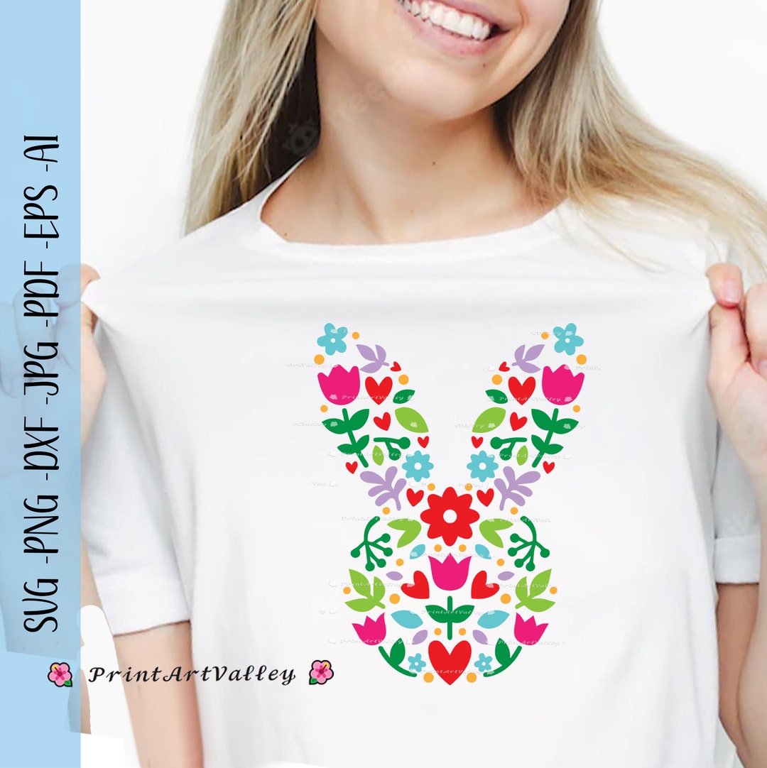 Bunny Svg Bunny Head Svg Bunny Flower Clipart Bunny Floral Svg Png ...