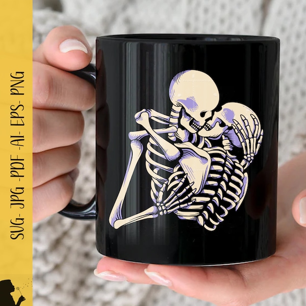 Skeletons Hugging Svg - Etsy