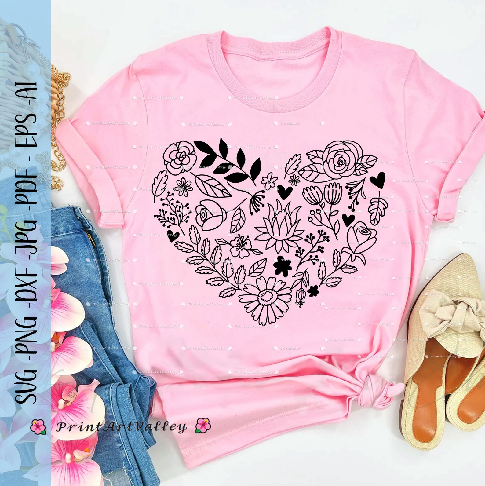 Flower Heart SVG, Floral Heart Svg, Heart Wreath Svg, Floral Heart Svg ...