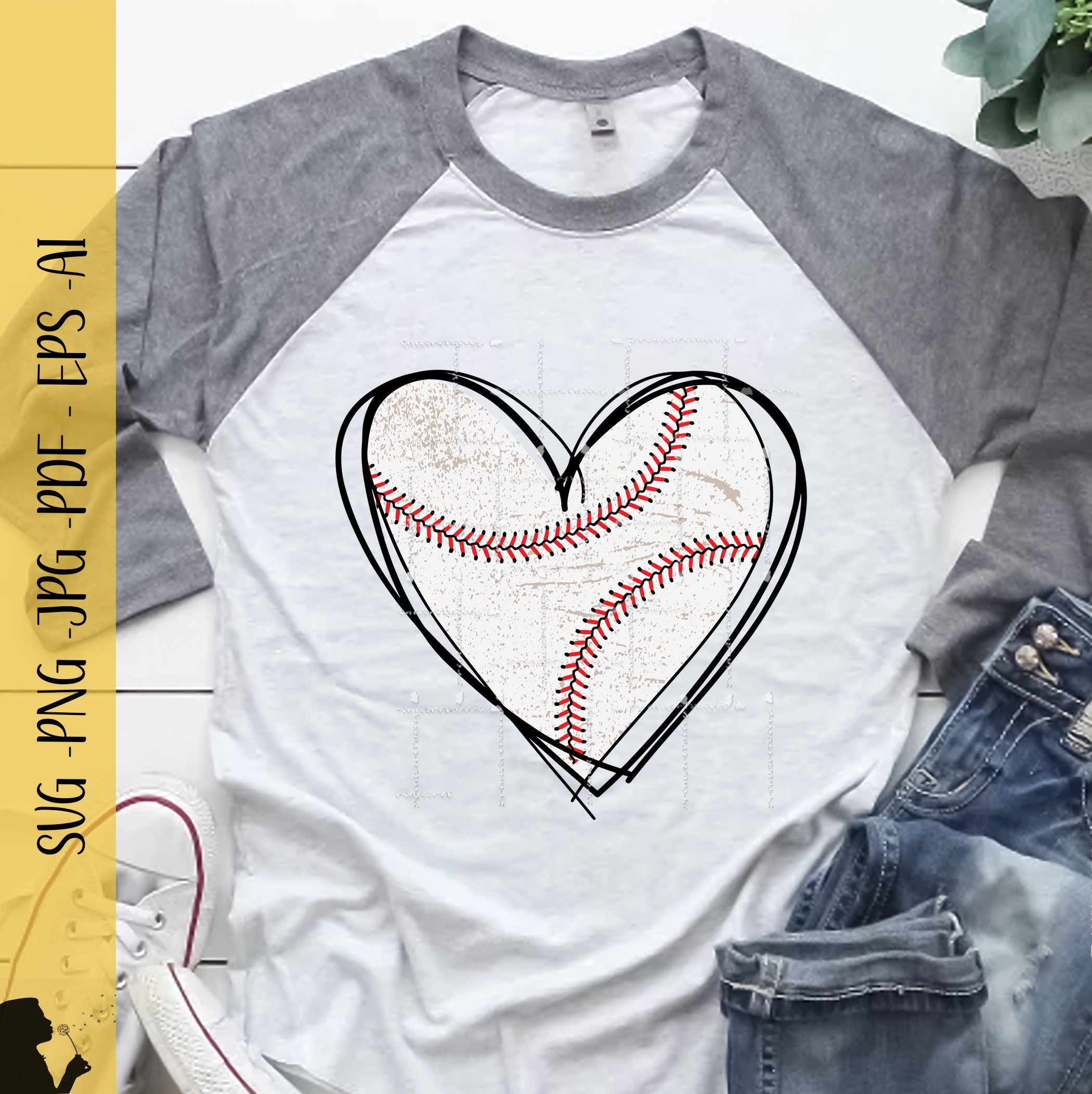 Baseball Heart Svg Png Doodle Heart Baseball Red Stitch Baseball T ...