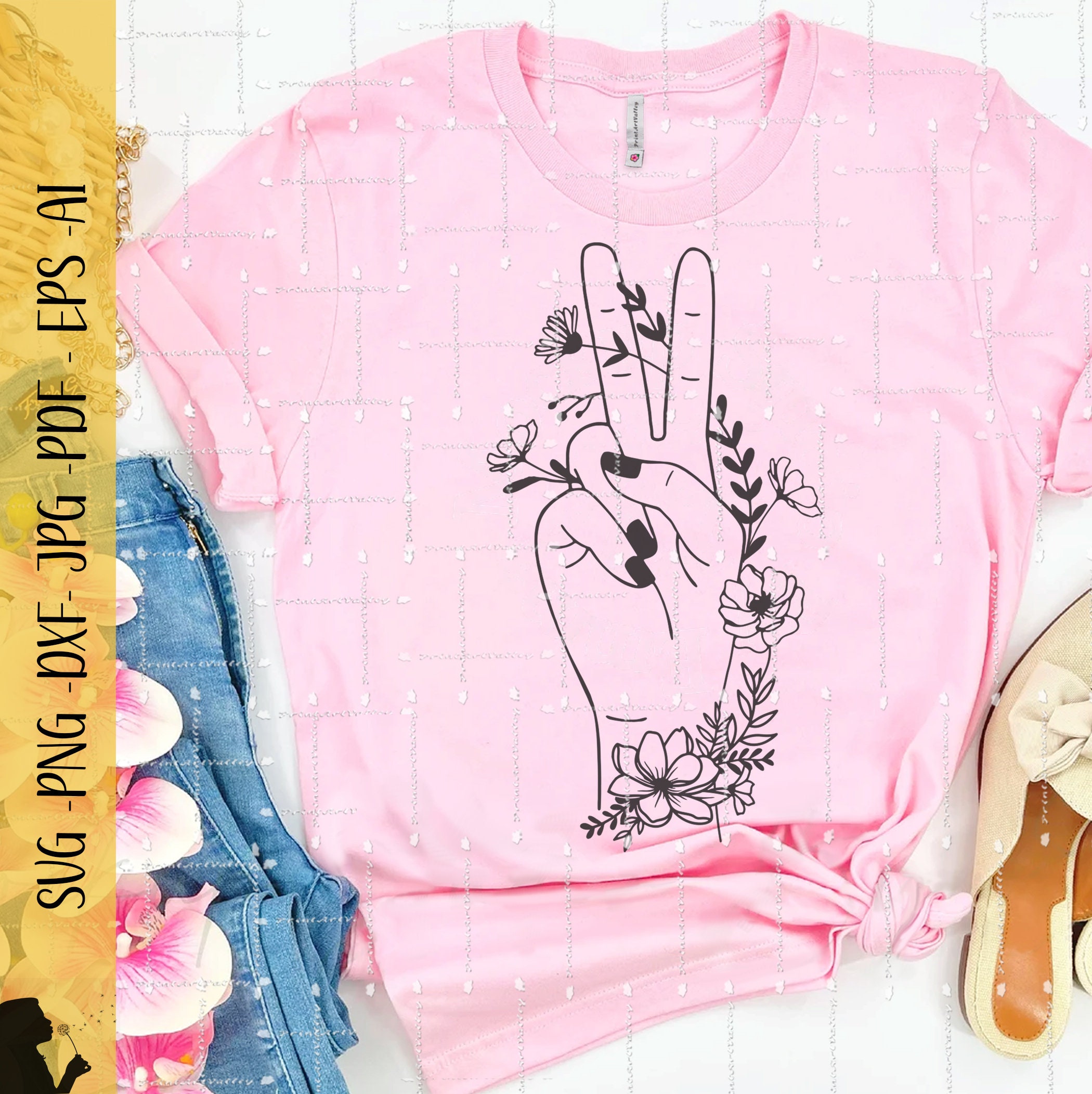 Hand Peace Sign Floral Png Peace Hand SVG Floral Peace Sign Stop War ...