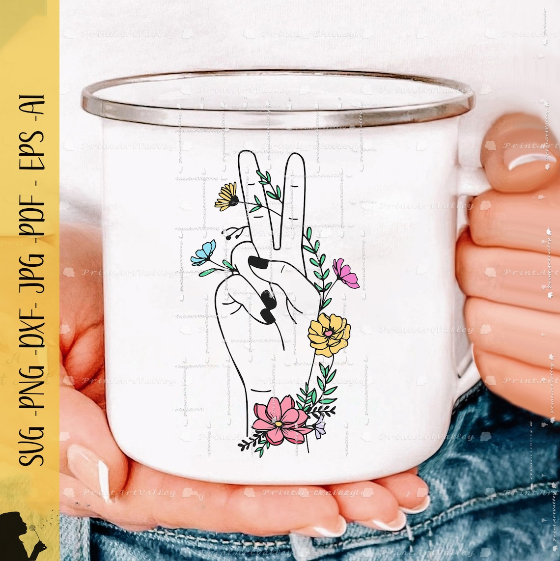 Peace Sign Flowers Svg Fingers Peace Sign SVG Flower Peace Png Stop War ...
