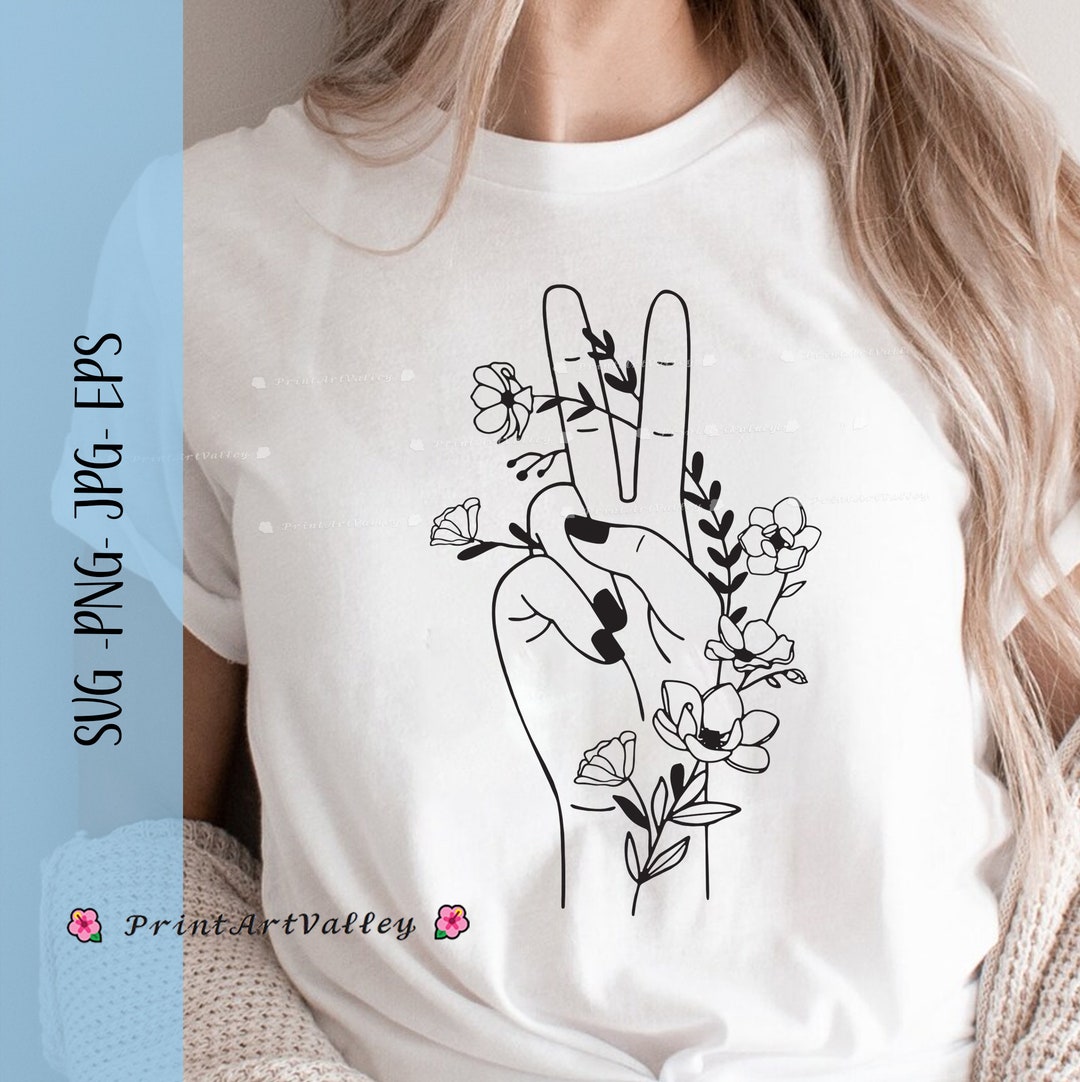 Floral Peace Sign Floral Peace Hand SVG Floral Peace Sign Stop War Hand ...