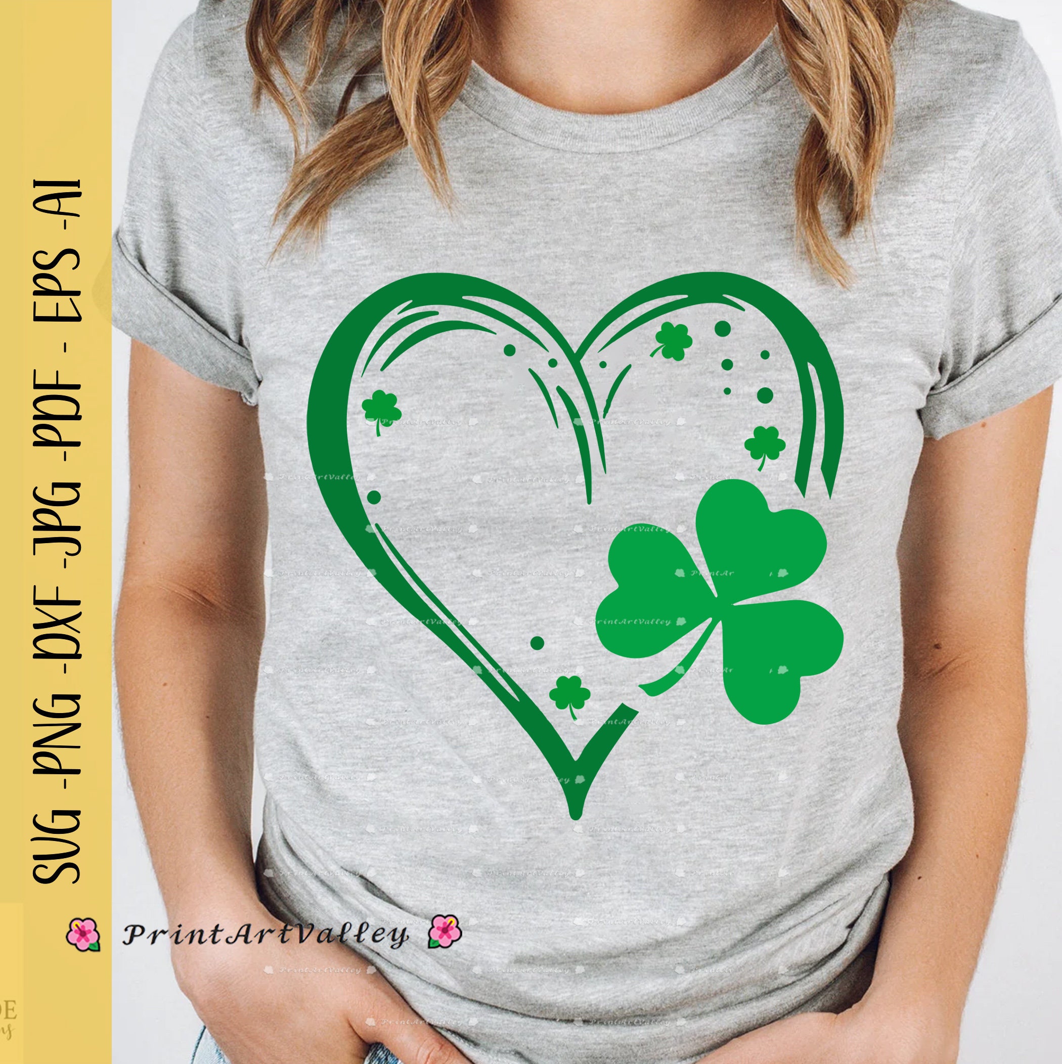 Shamrock Heart Svg Shamrock in Heart St Patrick's Day Heart Pattys ...