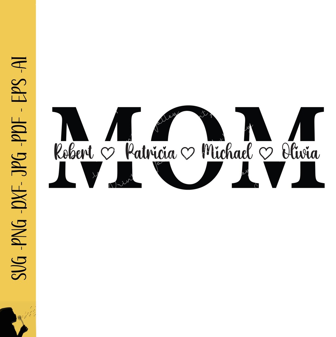 Mom SVG Custom Mother Png Mother's Day Gift for Mom With Kids Names ...