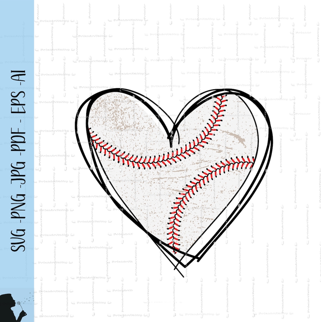 Baseball Heart Svg Png Doodle Heart Baseball Red Stitch Baseball T ...
