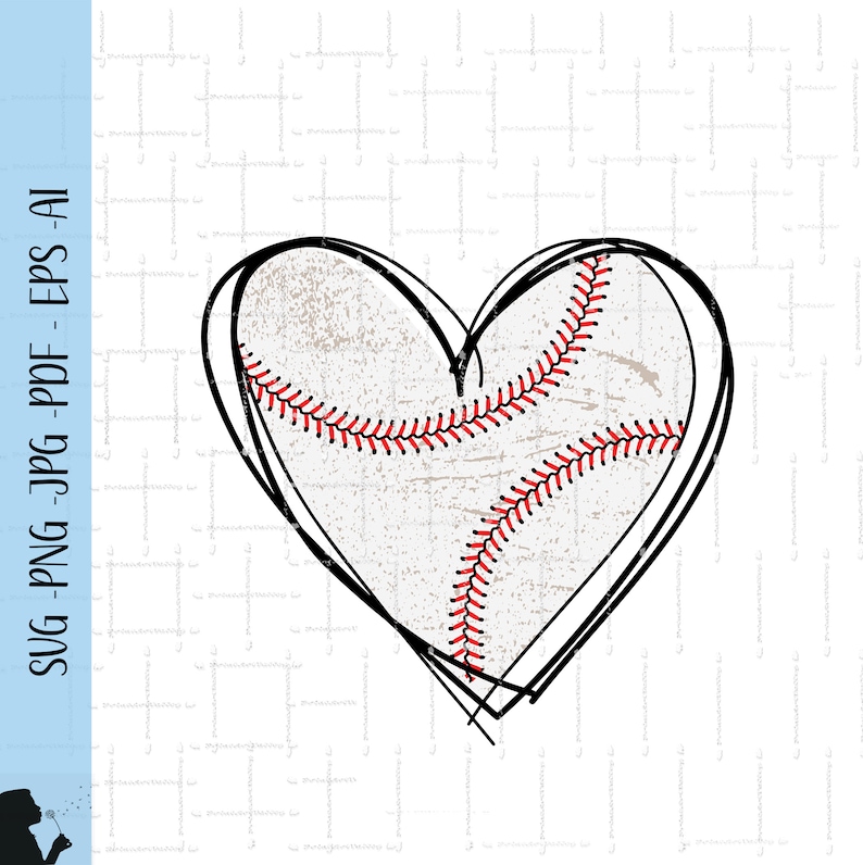 Baseball Heart Svg Png Doodle Heart Baseball Red Stitch Baseball T ...
