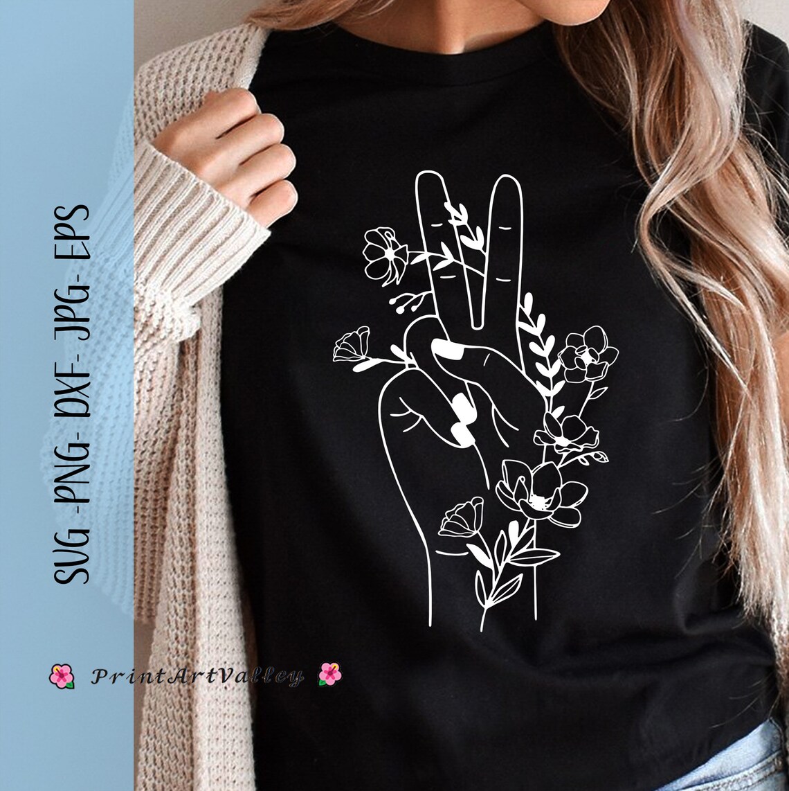 Floral Peace Sign Floral Peace Hand SVG Floral Peace Sign Stop War Hand ...