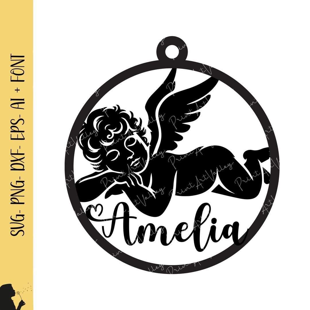 Angel SVG Custom Name Ornament Svg Christmas Angel Silhouette Cricut ...