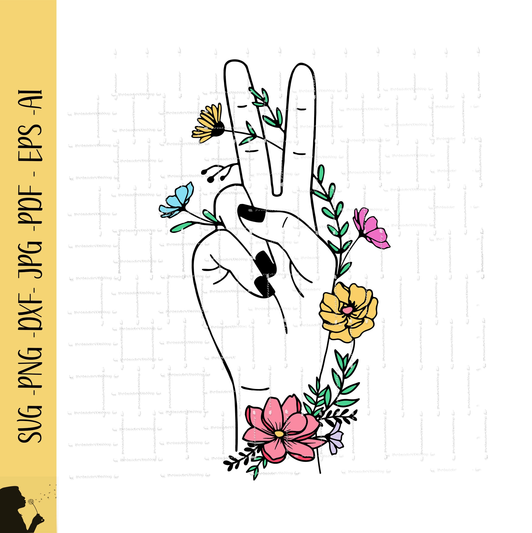 Peace Sign Flowers Svg Fingers Peace Sign SVG Flower Peace Png Stop War ...