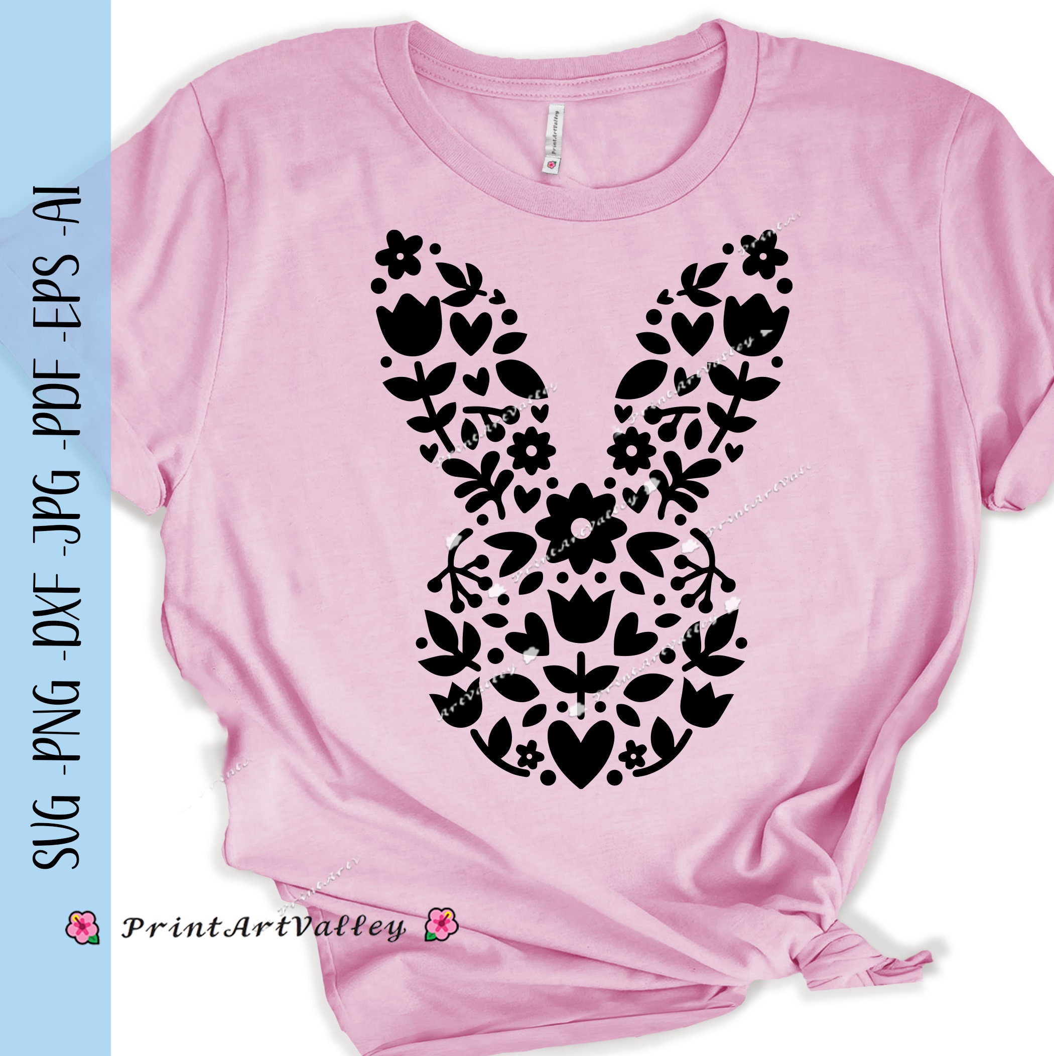 Floral Rabbit SVG, Floral Bunny SVG, Flowers Svg, Wildflowers Svg, Cute ...