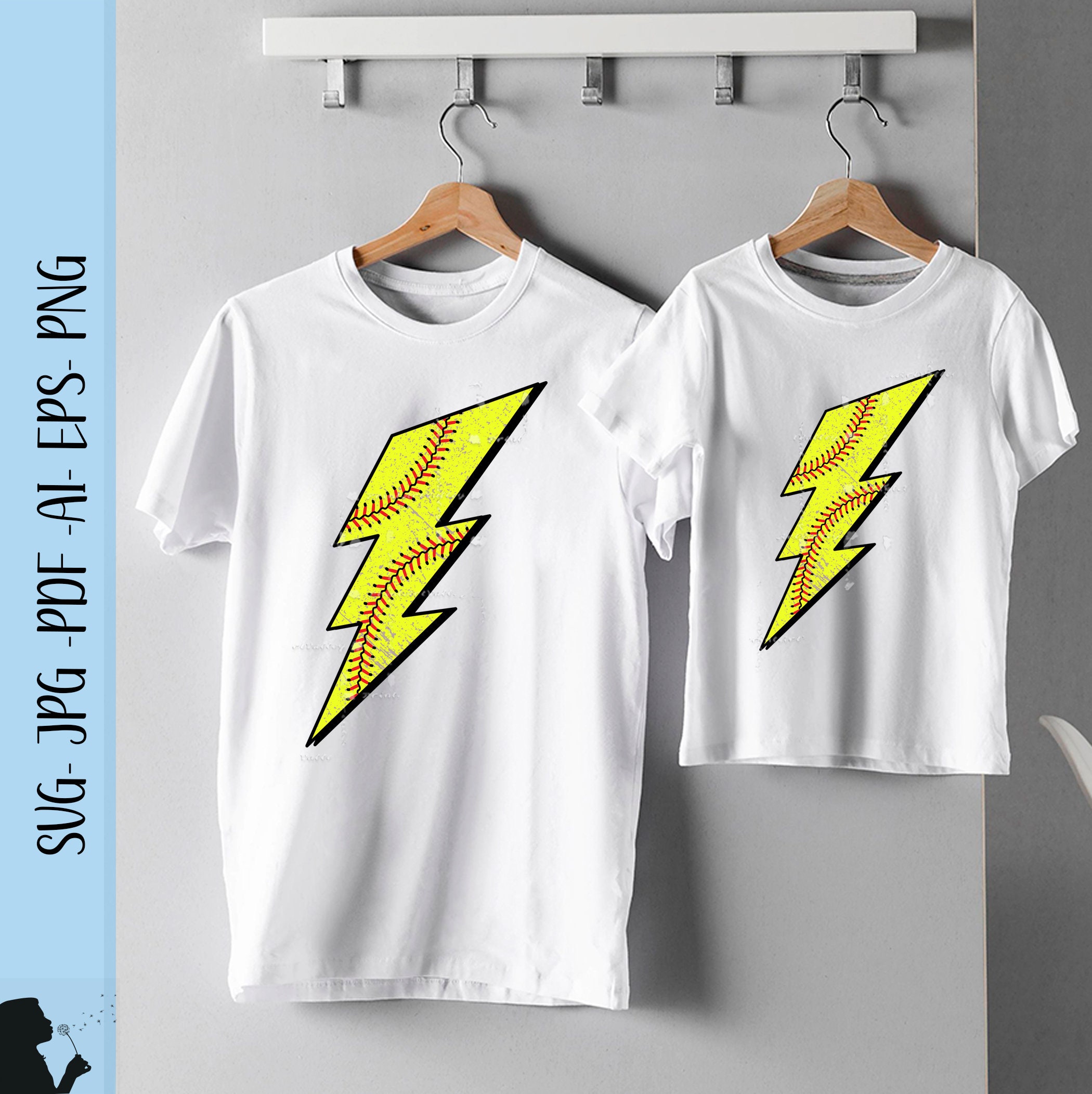 Softball Lighting Bolt Svg Png Softball Distressed Lightning Bolt Red ...