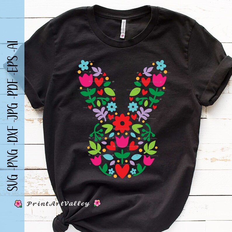 Bunny Svg Bunny Head Svg Bunny Flower Clipart Bunny Floral Svg - Etsy