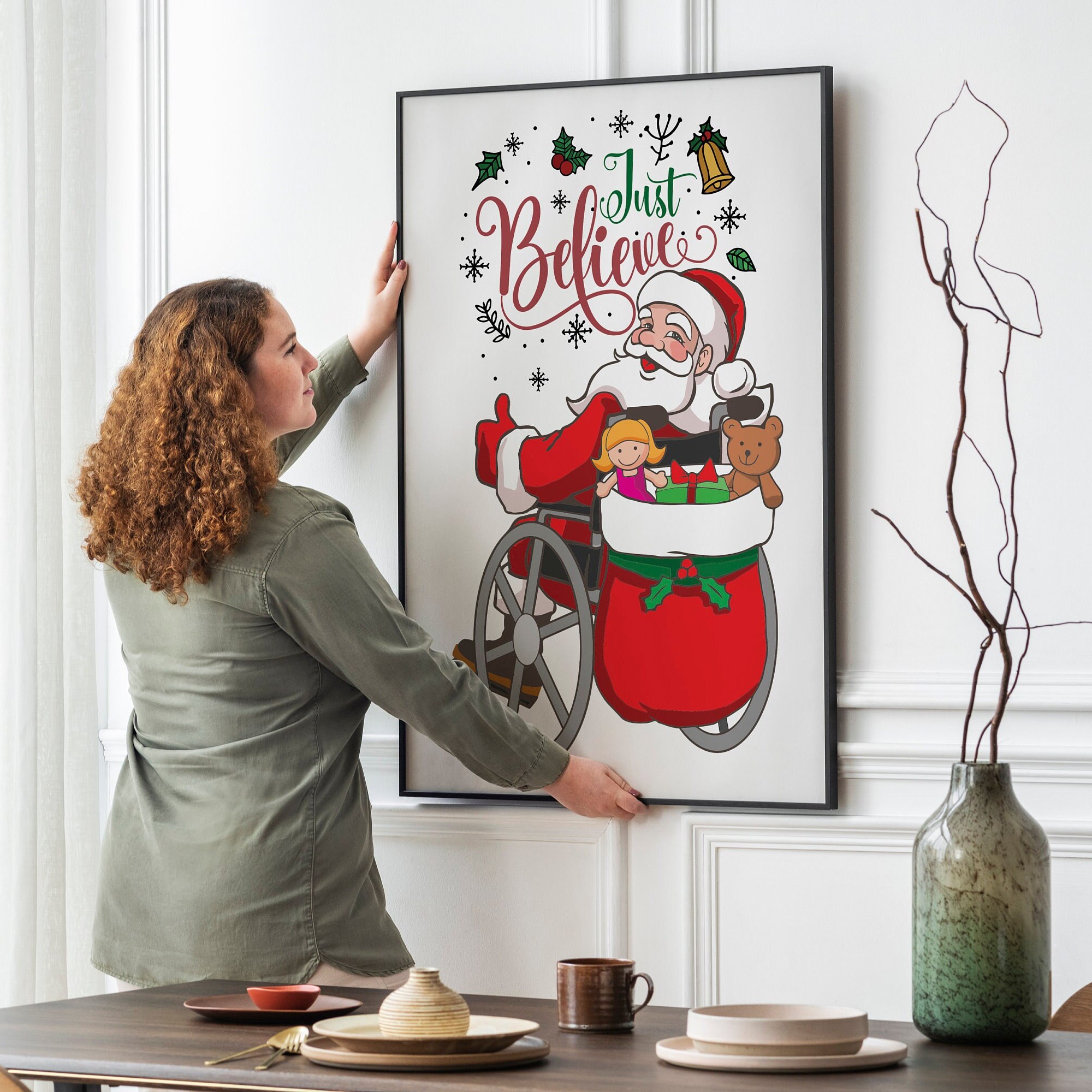 Just Believe Png Santa in Wheelchair Santa Jpg Eps Christmas Santa Png ...