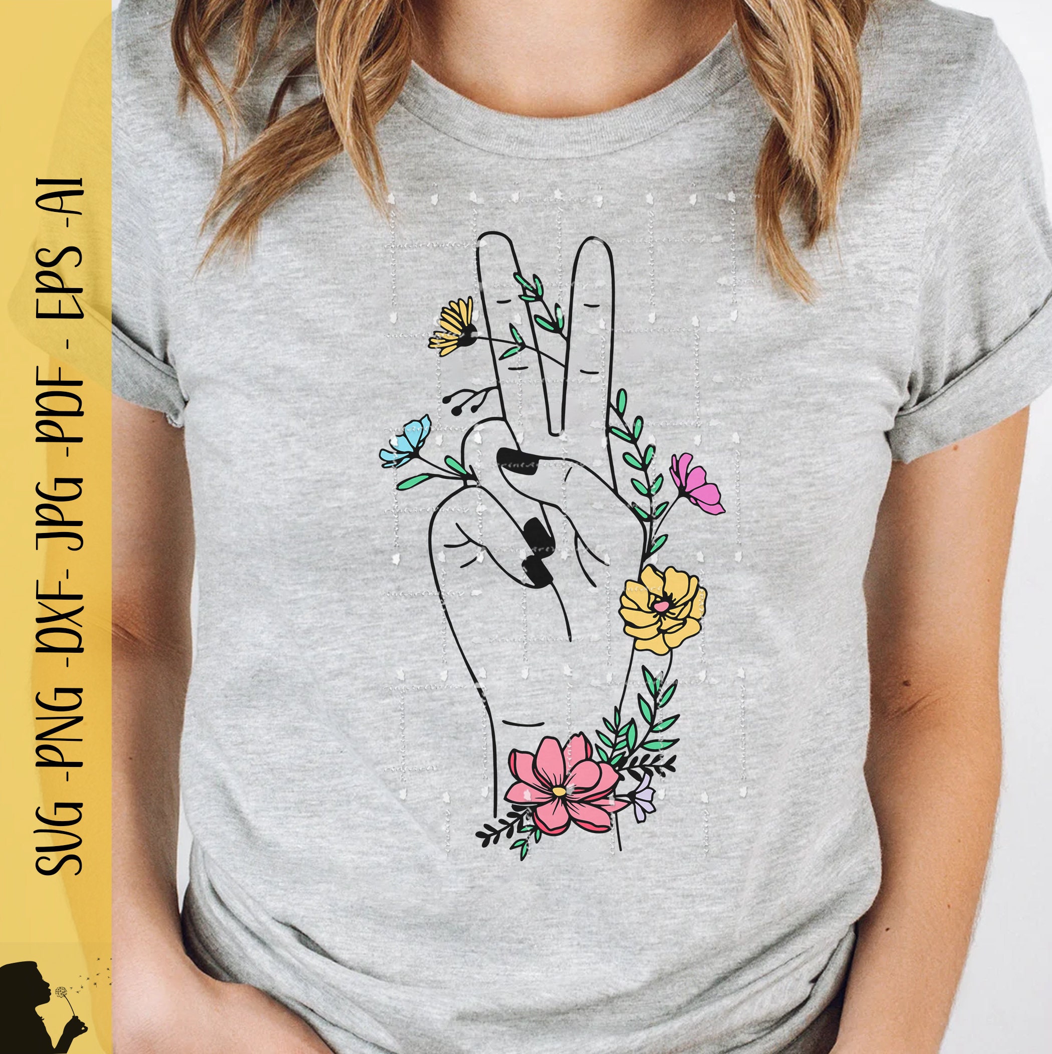Peace Sign Flowers Svg Fingers Peace Sign SVG Flower Peace Png Stop War ...
