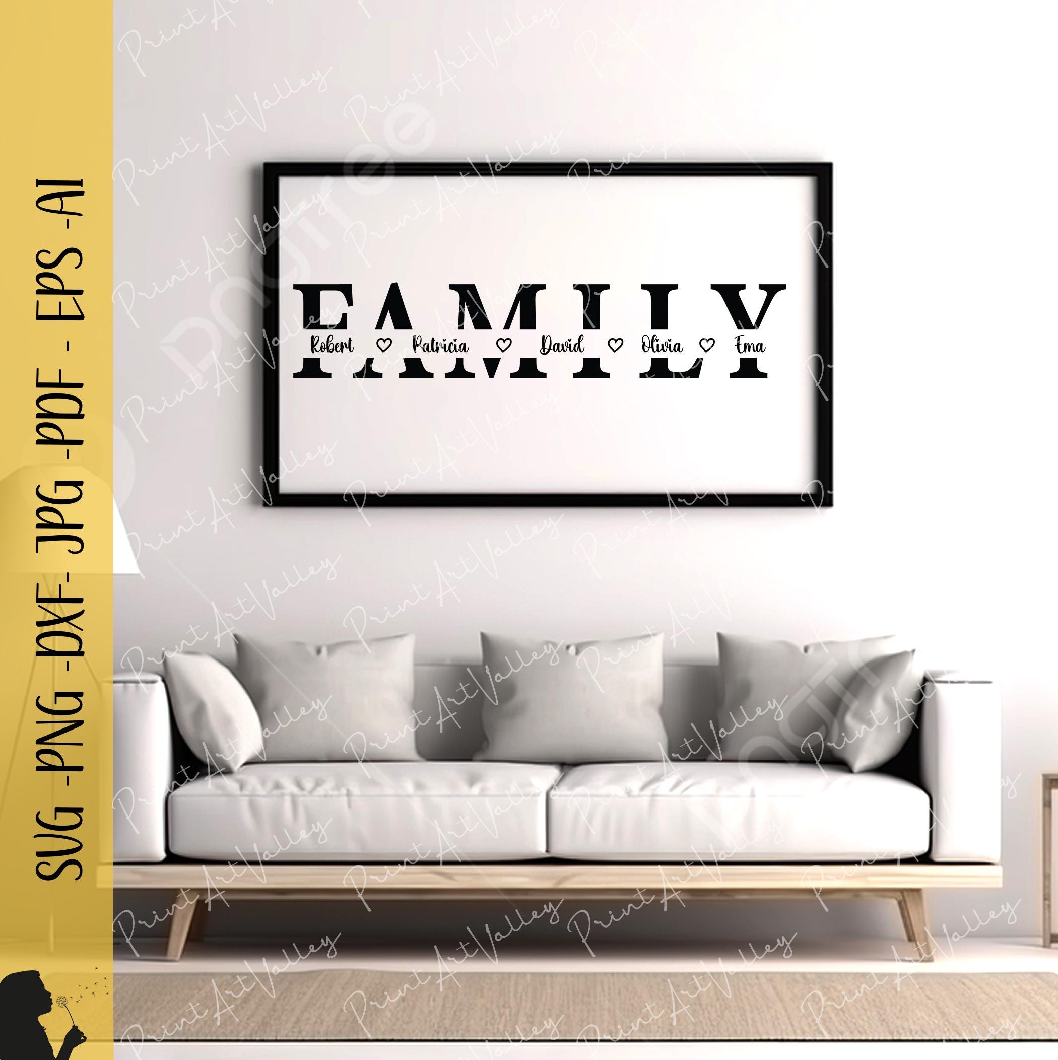 Family SVG Custom Split Name PNG Cut File DXF Family Reunion Sign With ...