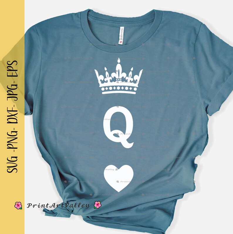 Queen of Hearts Svg, Queen SVG, Crown Svg, EPS, PNG, Jpeg, Dxf, Playing ...