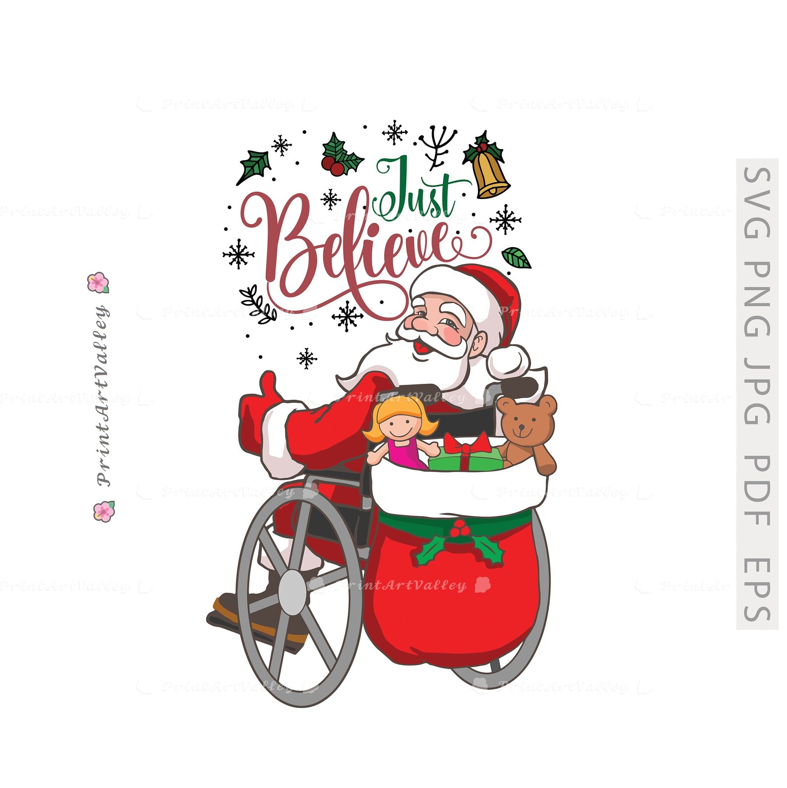 Just Believe Png Santa in Wheelchair Santa Jpg Eps Christmas Santa Png ...