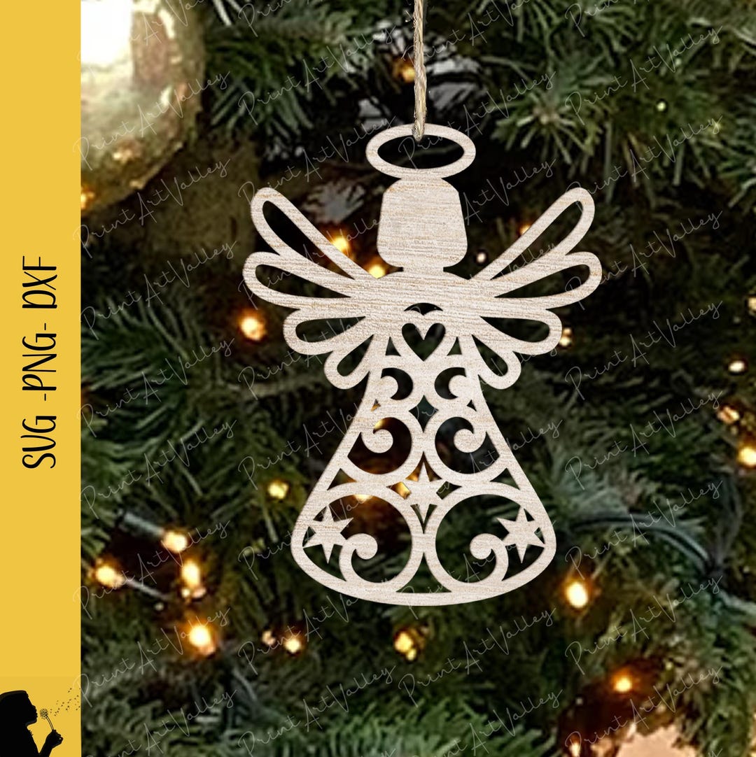 Décoration de Noël ange Svg Png Dxf ange SVG coeur ailes Silhouette Design découpe laser ange ...