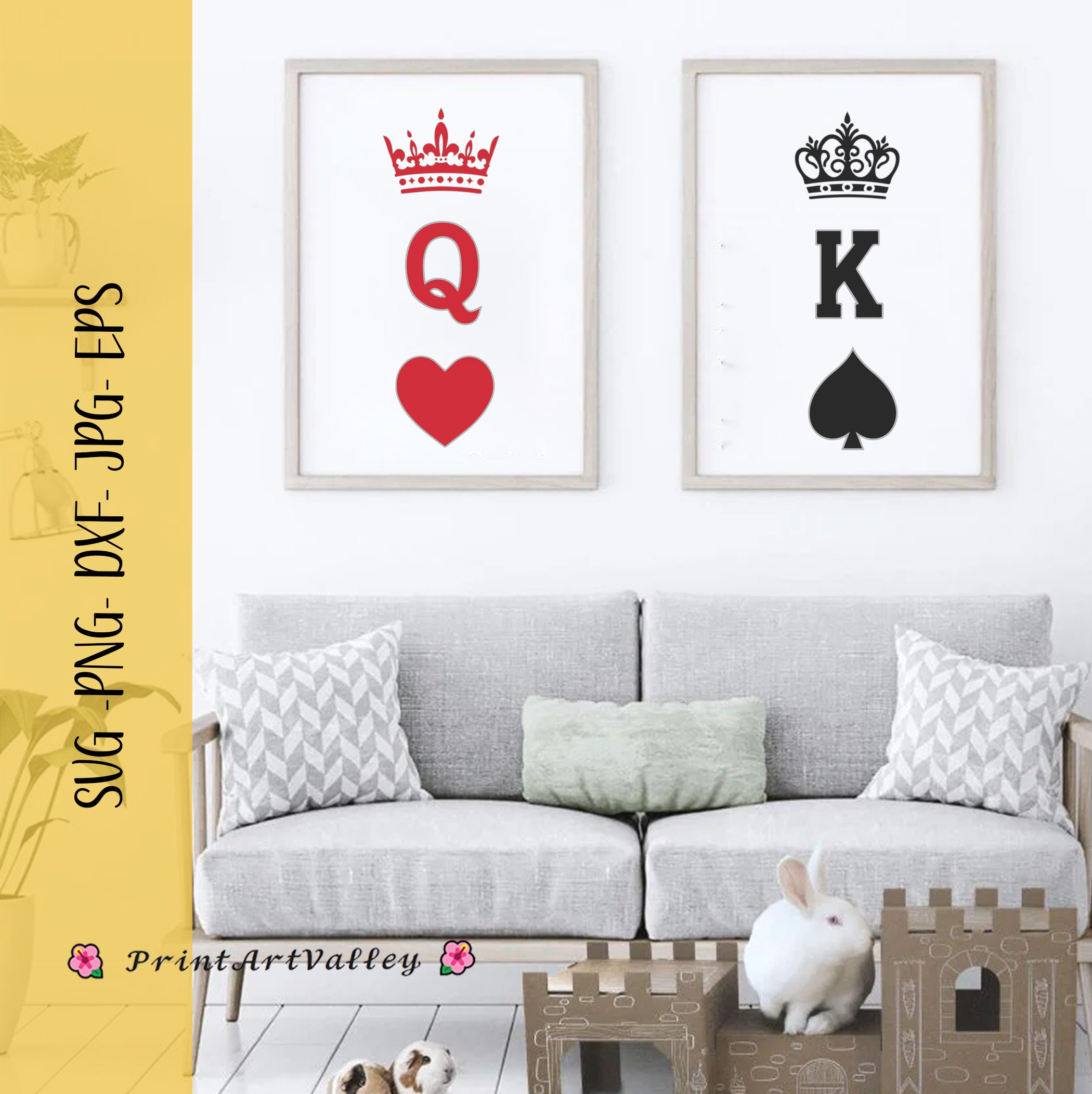 King and Queen Svg King of Spades Svg Queen of Hearts Svg Playing Card ...