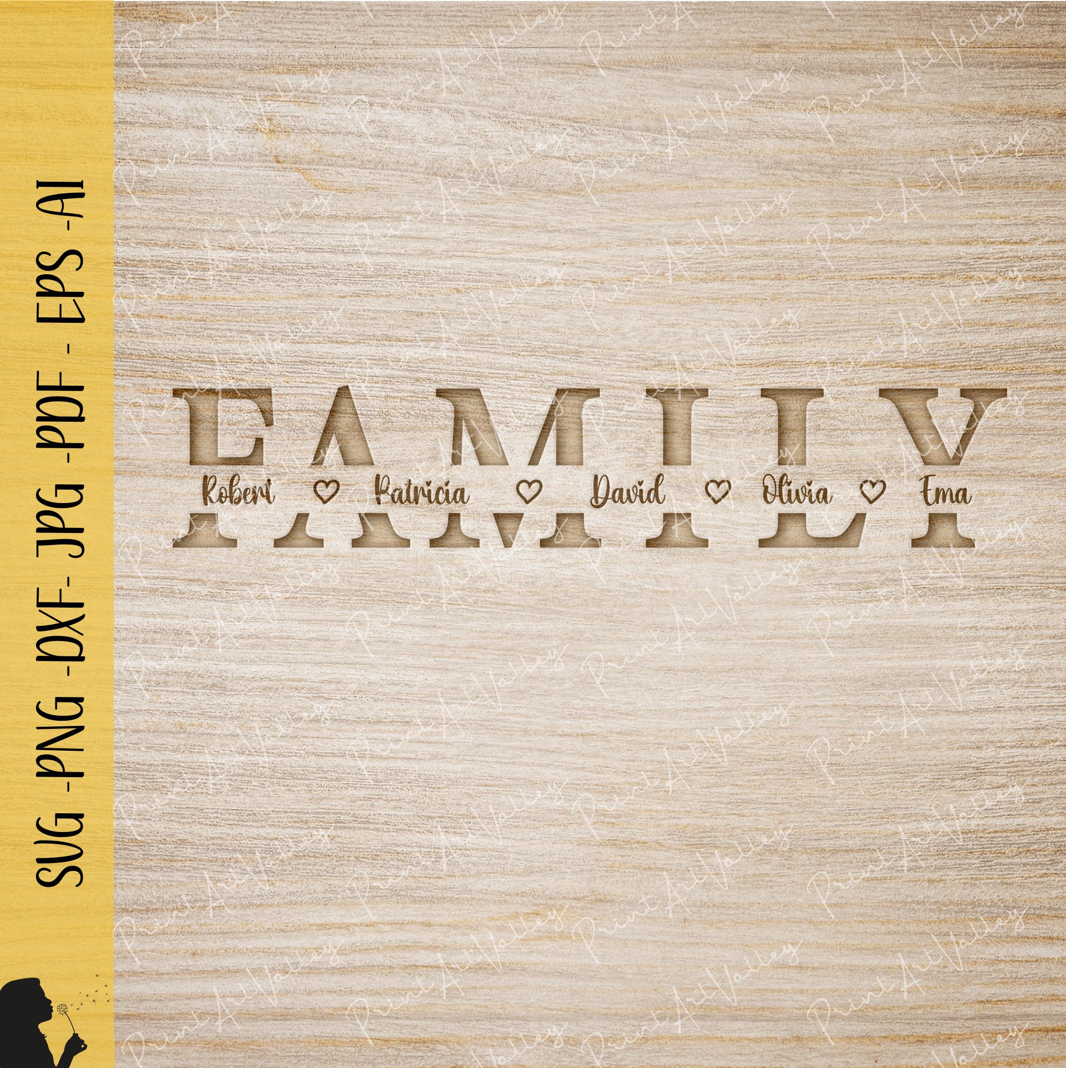 Family SVG Custom Split Name PNG Cut File DXF Family Reunion Sign With ...