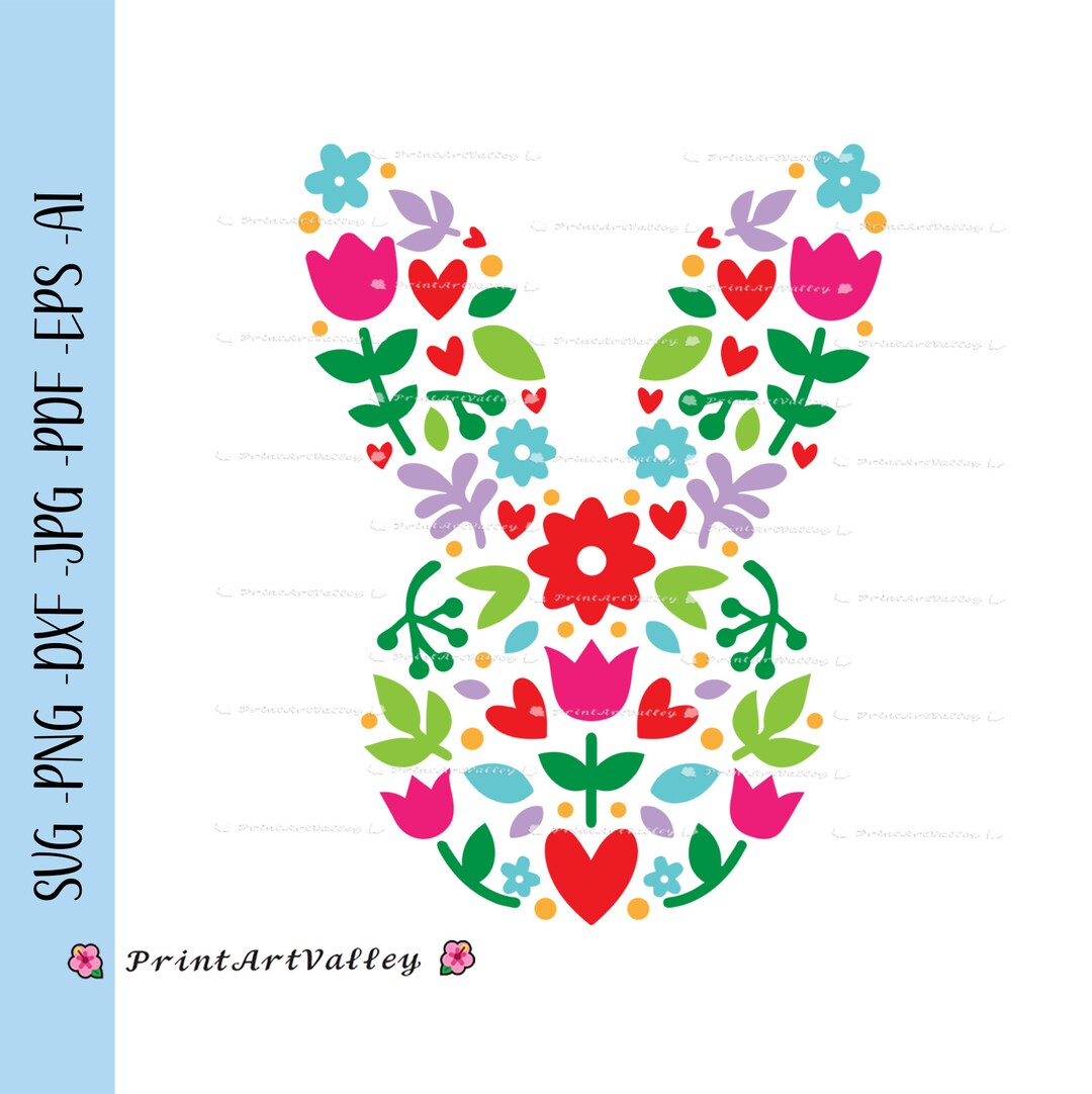 Bunny Svg Bunny Head Svg Bunny Flower Clipart Bunny Floral Svg - Etsy