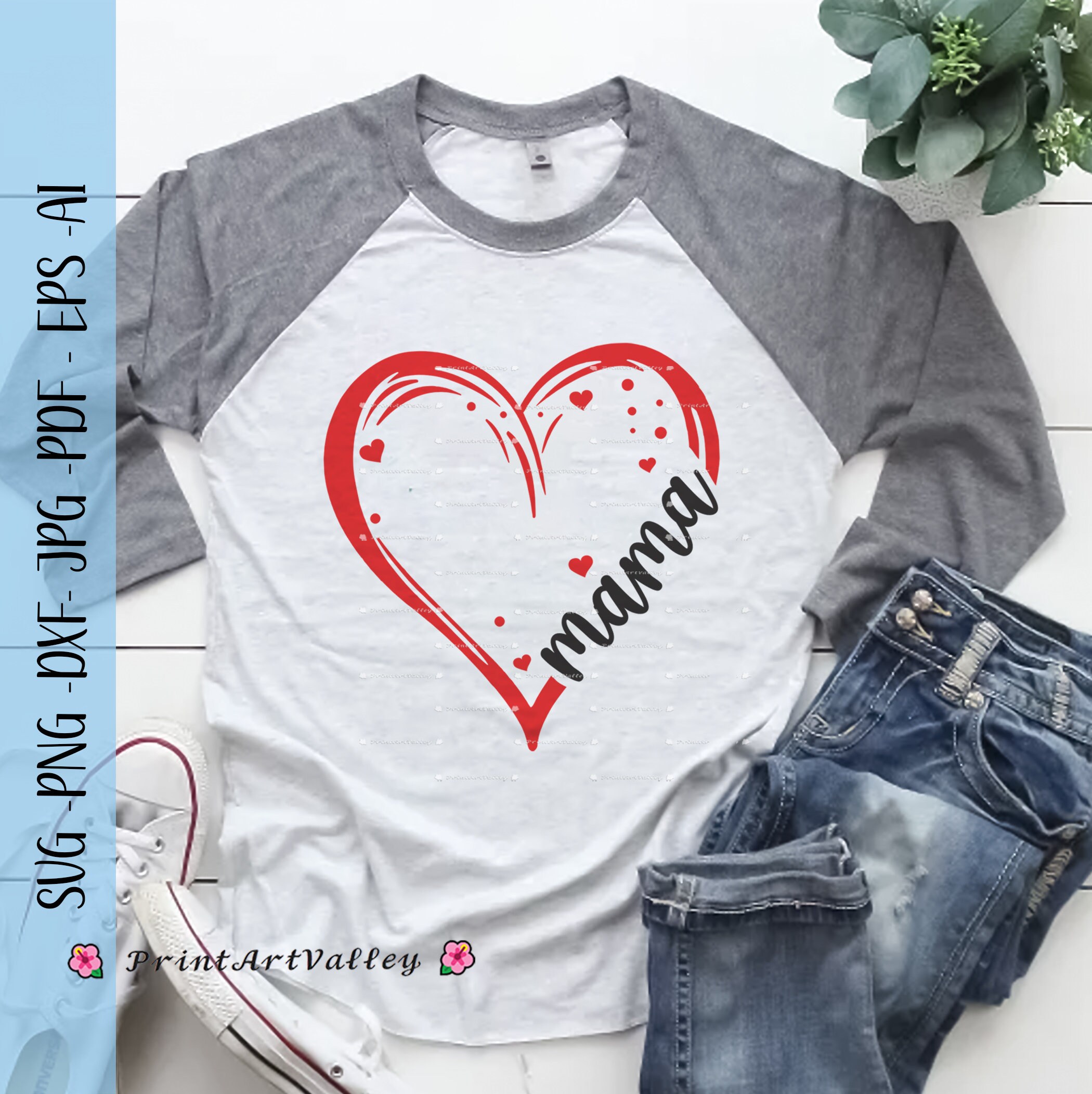 Mama Heart SVG PNG Mama With Heart Svg Mother's Day Digital Download ...