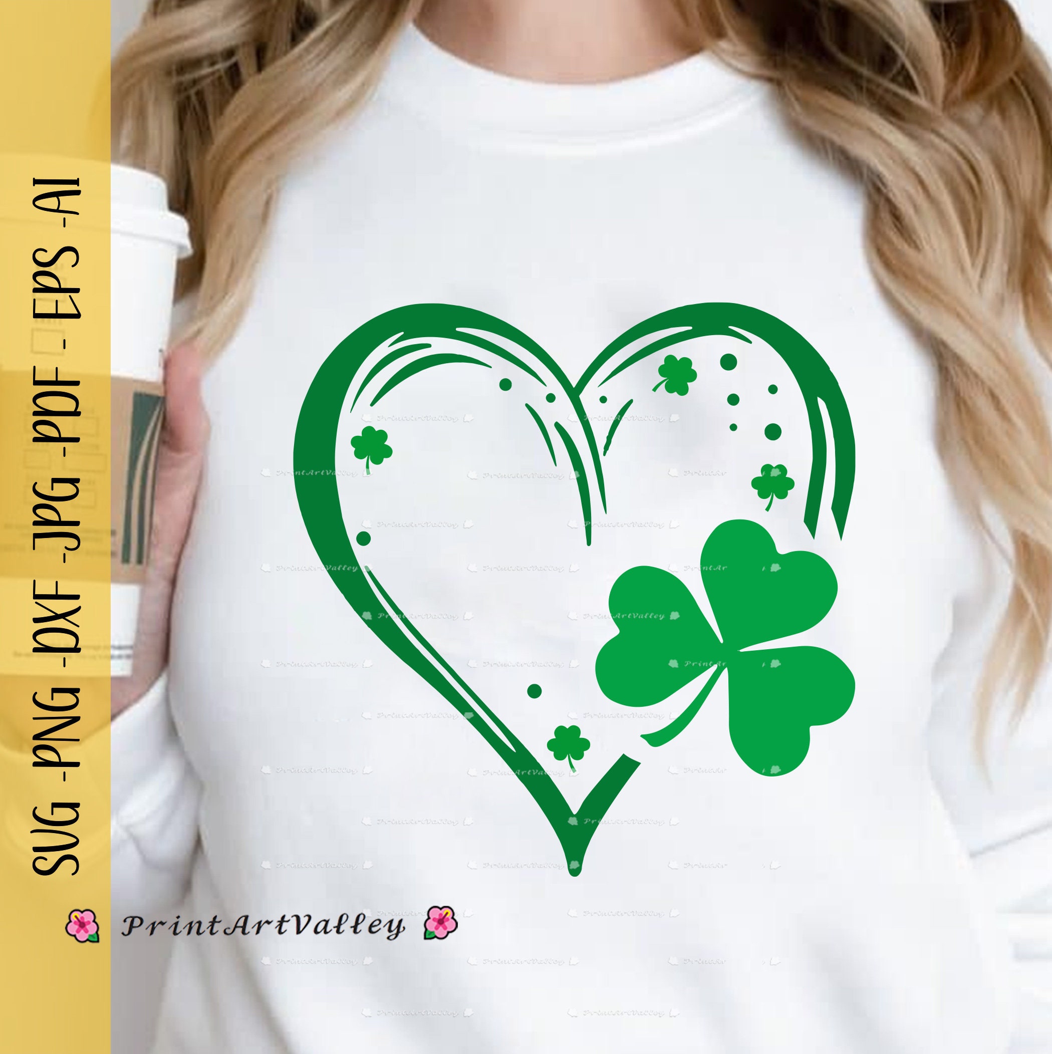 Shamrock Heart Svg Shamrock in Heart St Patrick's Day Heart Pattys ...