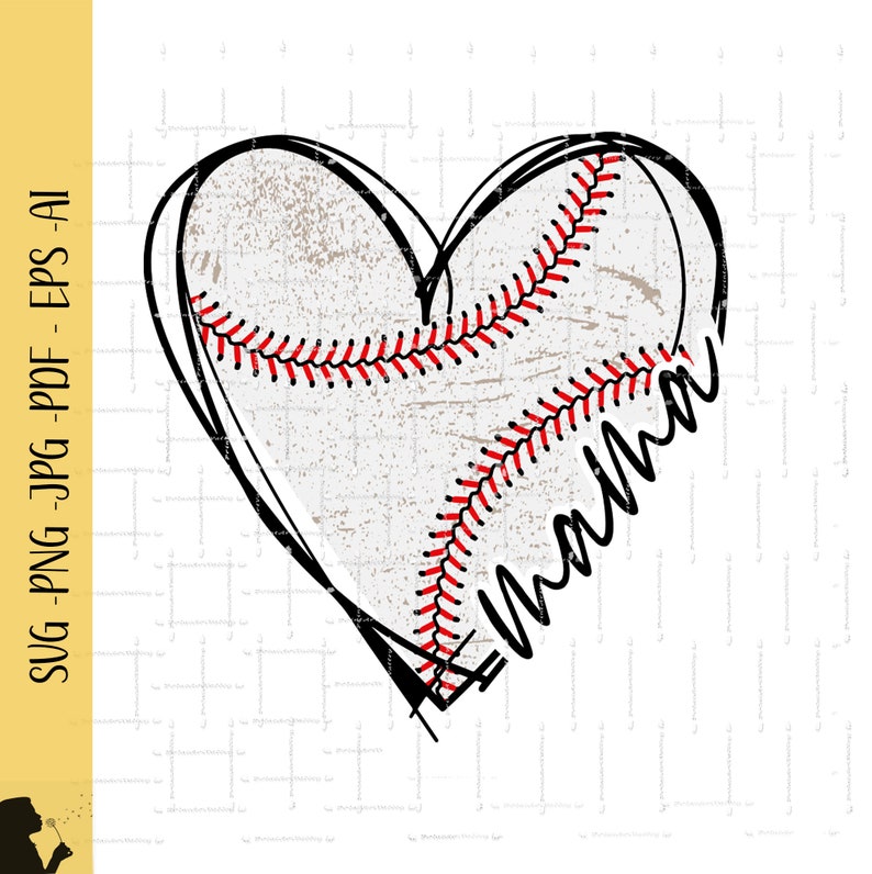 Baseball Heart Mama Svg Baseball Mom Heart Png Baseball Heart Cutting ...