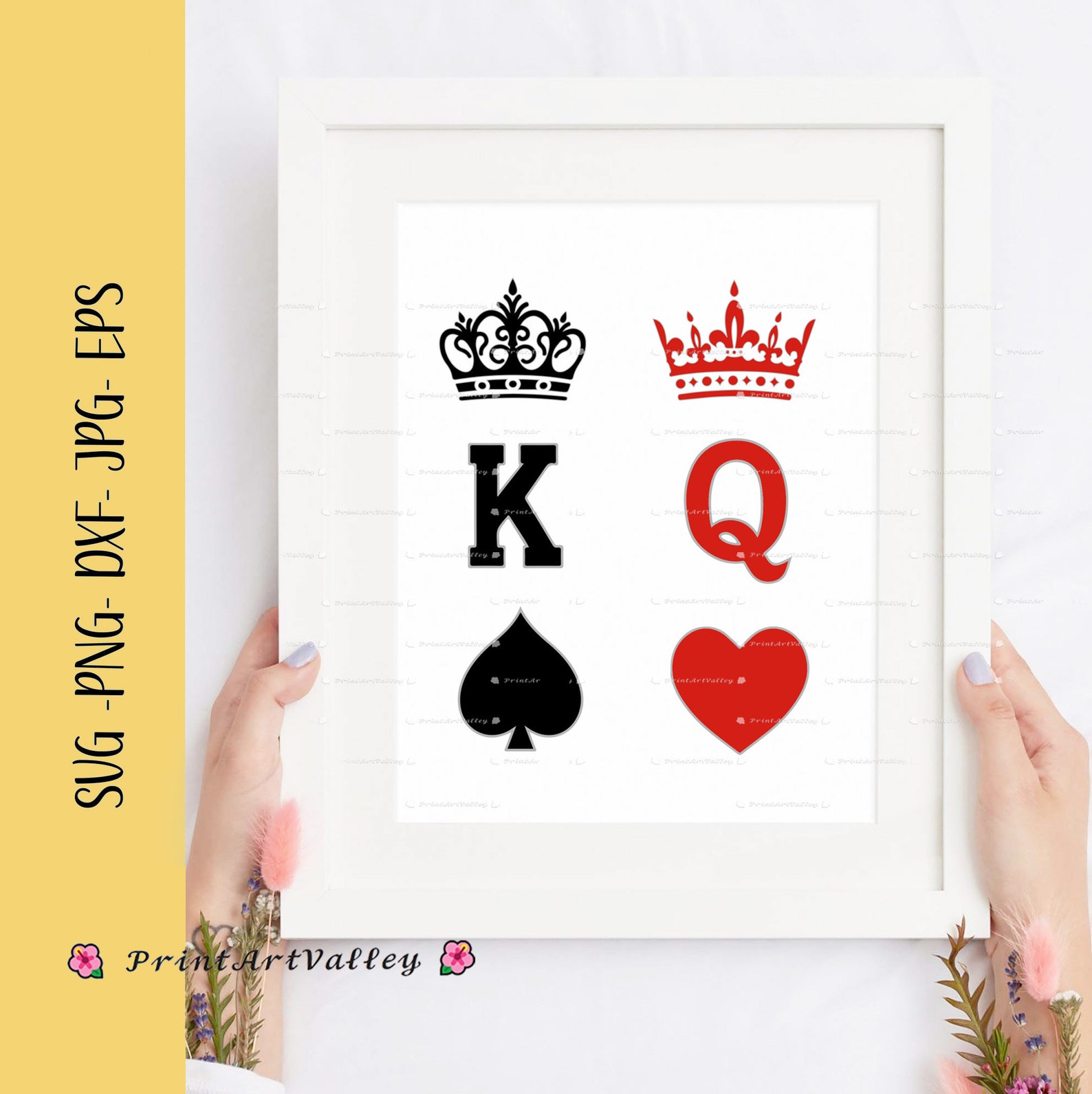 King and Queen Svg King of Spades Svg Queen of Hearts Svg Playing Card ...
