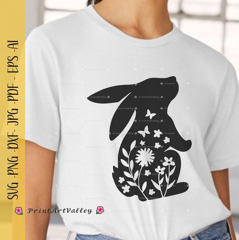 Floral Bunny SVG Rabbit for Cricut Floral Rabbit Svg Easter - Etsy