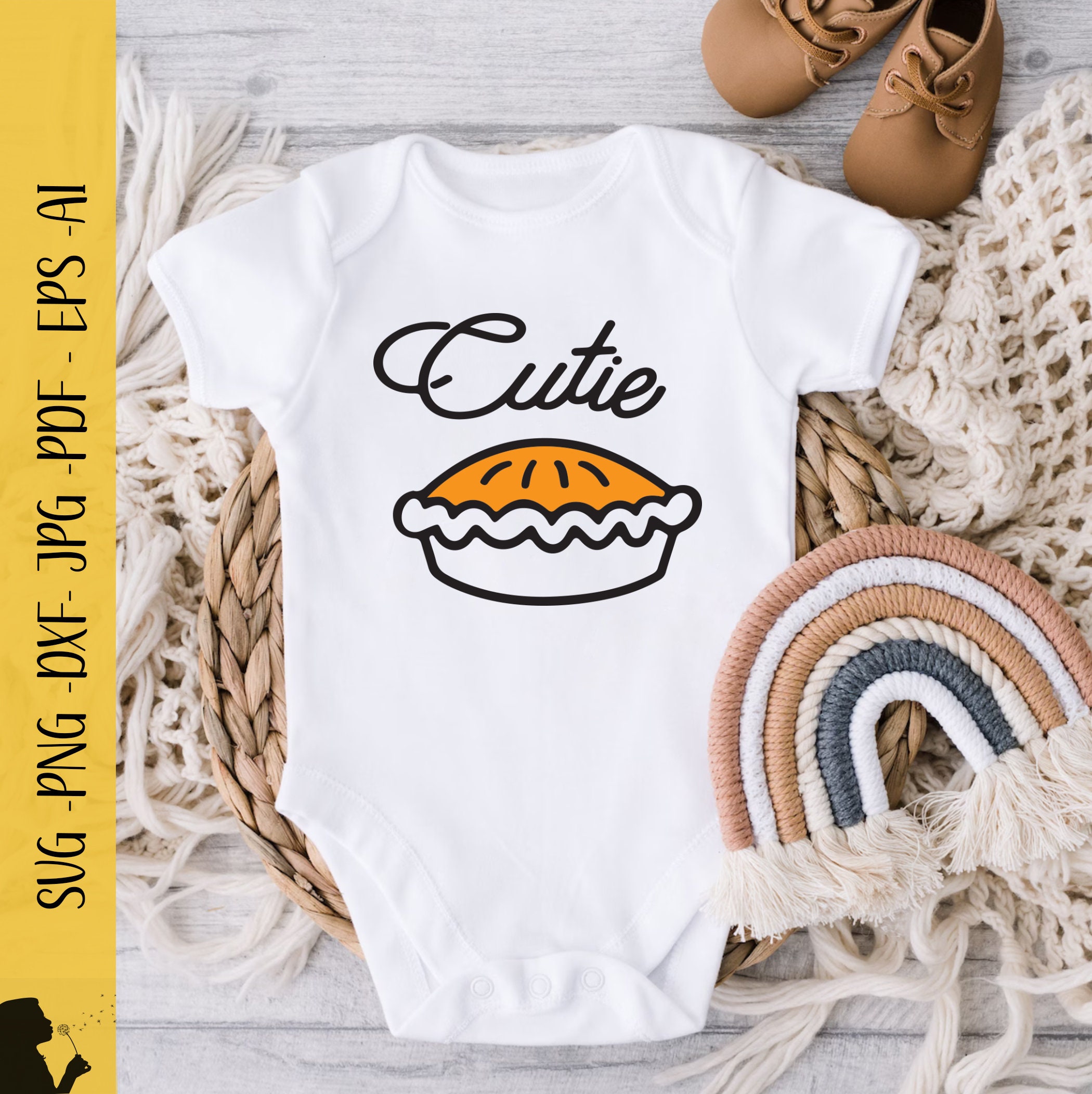 Cutie Pie Svg Fall Babe Onesie Png Thanksgiving Png Baby Onesie Saying ...