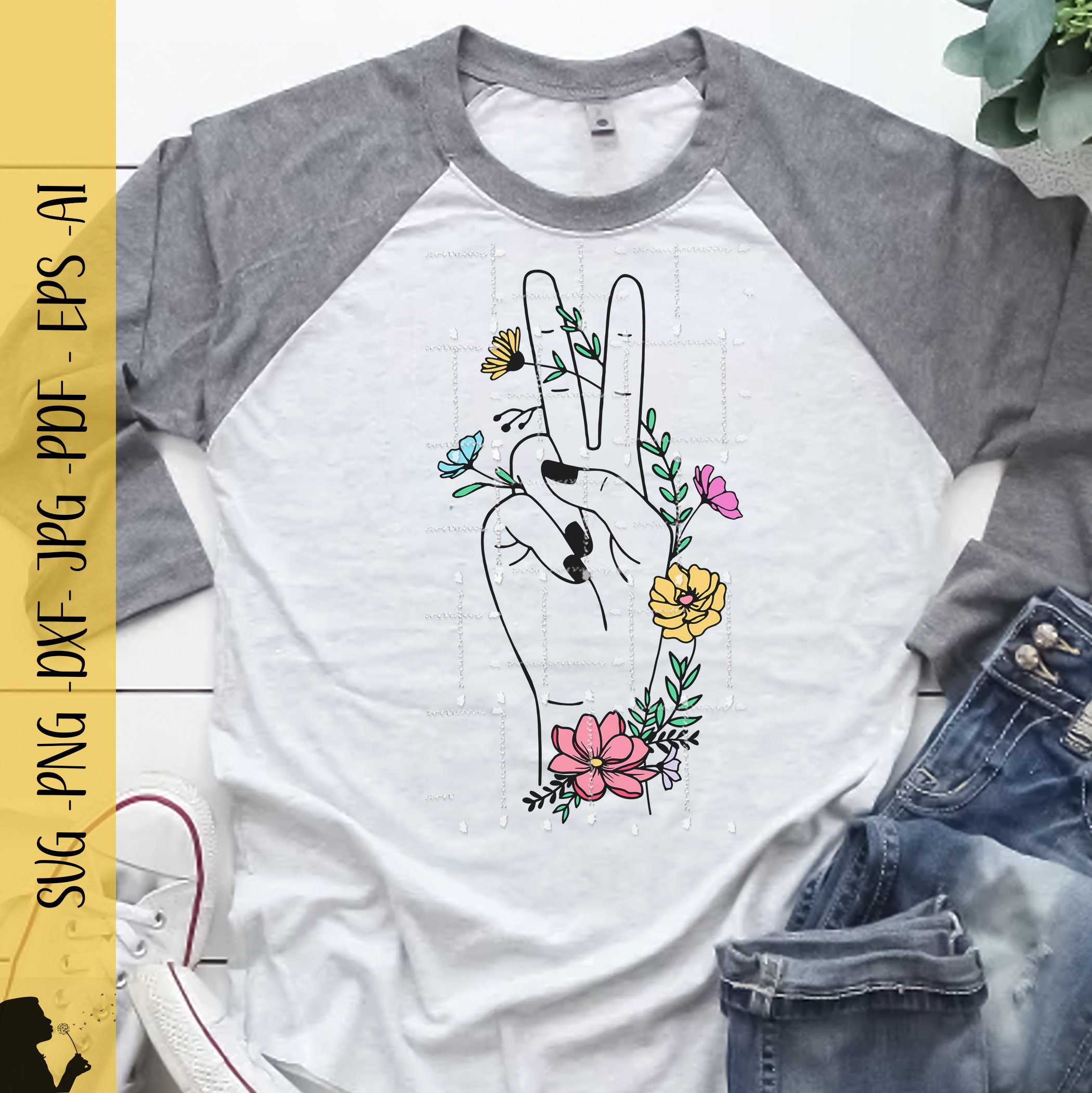 Peace Sign Flowers Svg Fingers Peace Sign SVG Flower Peace Png Stop War ...