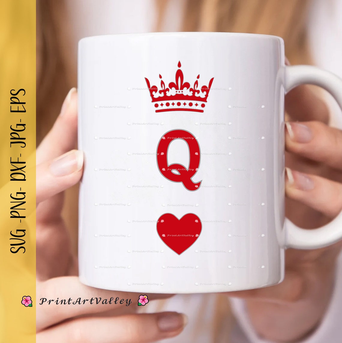 Queen of Hearts Svg, Queen SVG, Crown Svg, EPS, PNG, Jpeg, Dxf, Playing ...