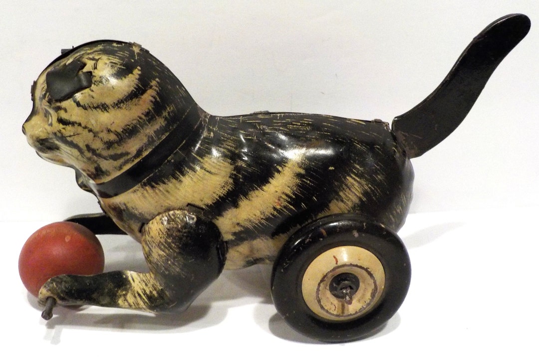 Antique Vintage Marx Tin Litho Wind up Cat With Ball Toy - Etsy